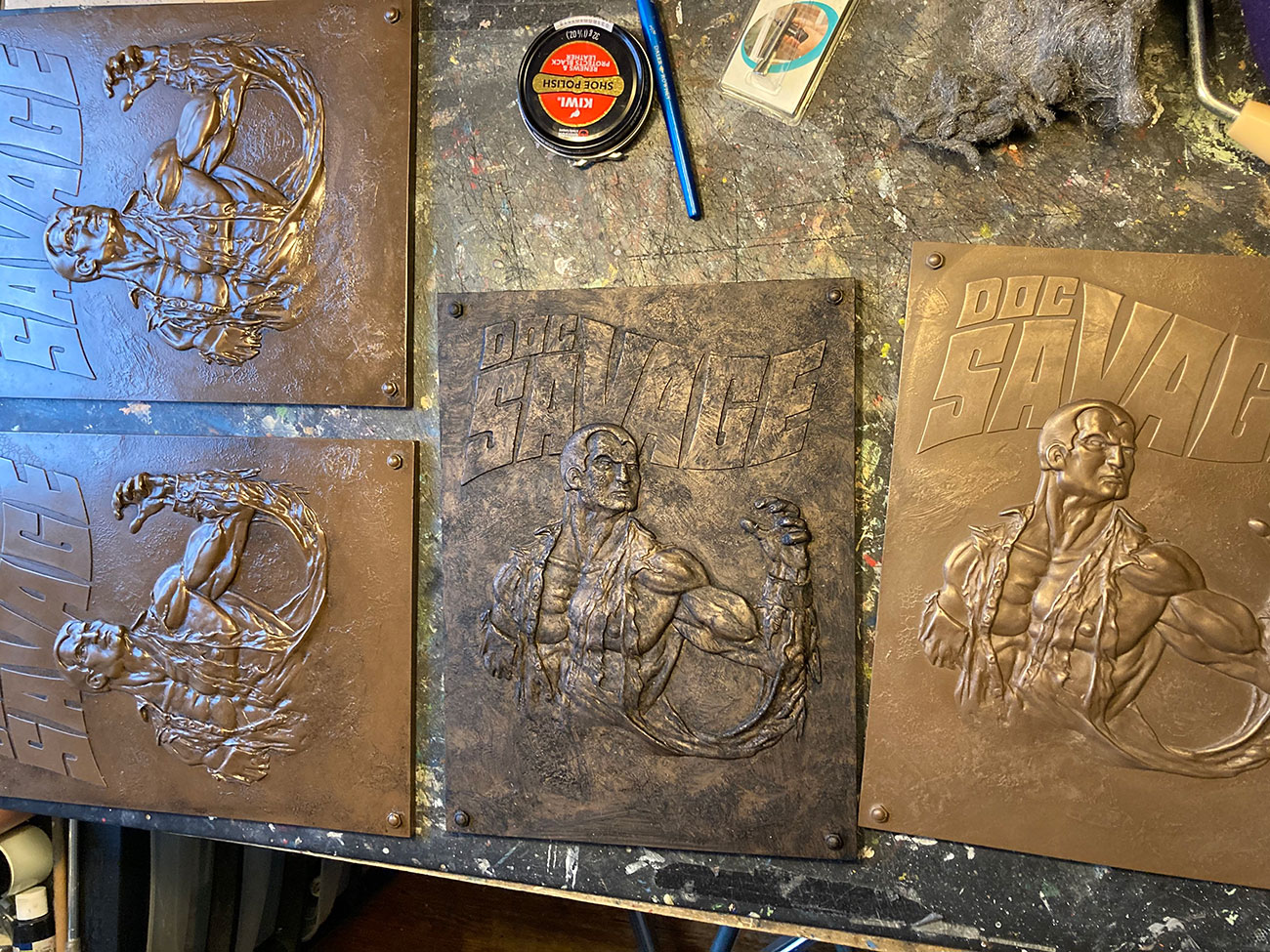 Doc Savage Cold Cast Bronze Resin Relief Sculpture – Resin Heroes